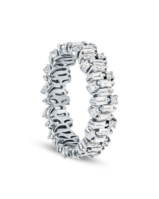 Suzanne Kalan Classic Diamond Shimmer Eternity Band Ring in 18K White Gold  1.16 tcw
