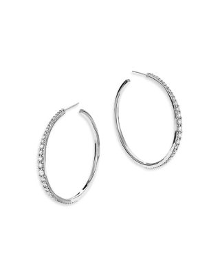 Click here for Lana Jewelry 14K White Gold Diamond Medium Hoop Ea... prices