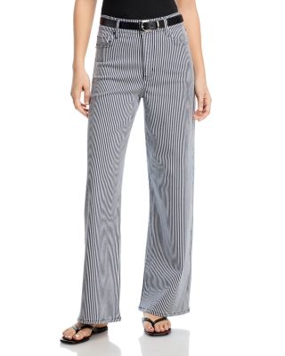 Click here for Frame Le Slim Palazzo Jeans in Navy Stripe prices