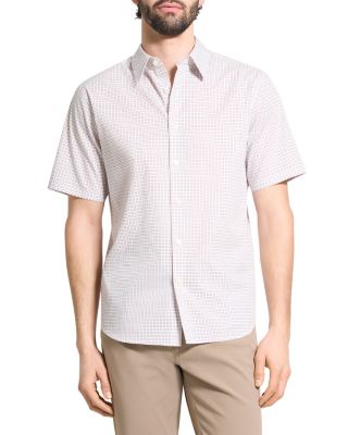 Click here for Theory Irving Short Sleeve Mini Geo Relaxed Fit Bu... prices