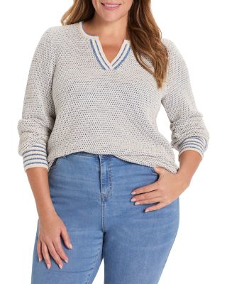 Click here for Nic+Zoe Plus Tuck Texture Split Neck Sweater prices