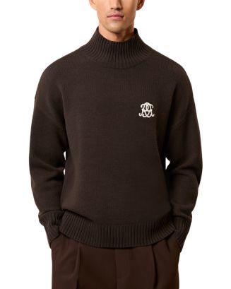 REISS Curtis Embroidered Knitted Stand Neck Jumper Sweater ...