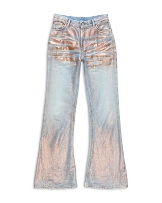 Click here for Acne Studios Glitter Flare Jeans in Rose/Blue prices