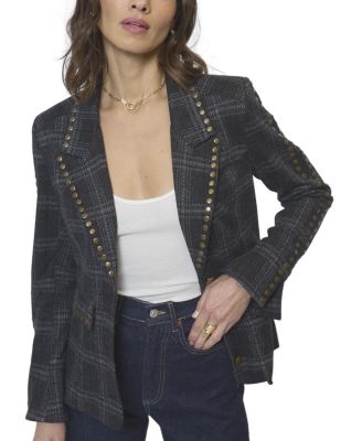 Click here for Central Park West Womens Jay Plaid Studded Jacket prices