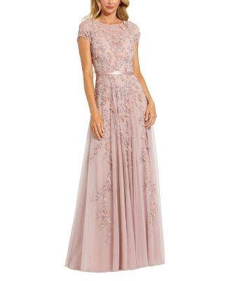 Click here for Mac Duggal Floral Embellished Short Sleeve Mesh Go... prices