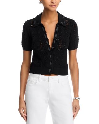 Click here for LAgence Ninette Pointelle Grosgrain Short Sleeve C... prices