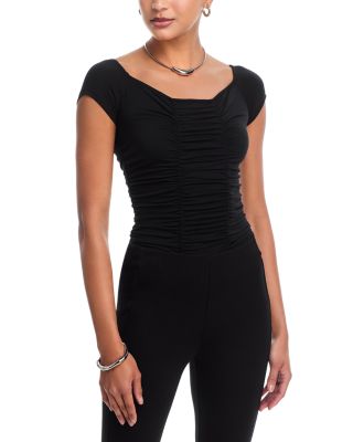 Click here for LAgence Baliegh Off Shoulder Ruched Bodysuit prices