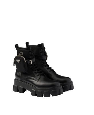 Click here for Prada Womens Monolith Leather And Re-Nylon Combat... prices