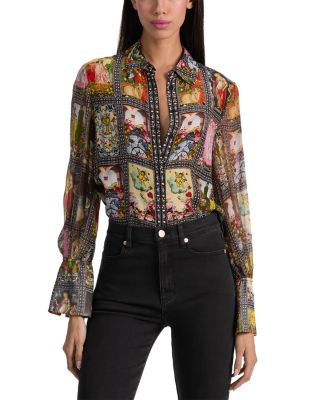 Click here for Alice and Olivia Wan Button Front Blouse prices