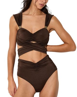Click here for Reiss Maisie High Waisted Ruched Bikini Bottom prices