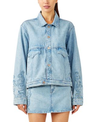 Click here for Triarchy Frida Boxy Western Jean Jacket in Moonwas... prices