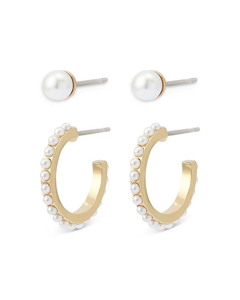 Click here for Allsaints Hazel Imitation Pearl Stud & Huggie Hoop... prices