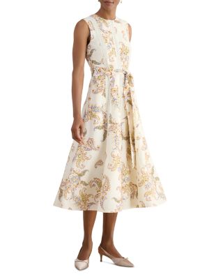 Click here for Hobbs London Petites Uma Paisley Tie Waist Dress prices