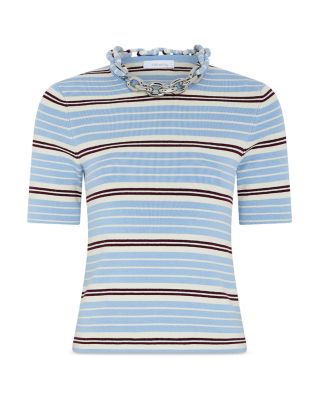 Click here for Rabanne Chain Neck Striped Sweater prices