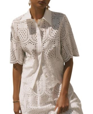 Click here for Mint Velvet Womens Cotton Broderie Shirt prices