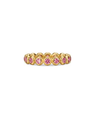 Click here for Bezel Set Band Ring in 18K Yellow Gold with Pink T... prices