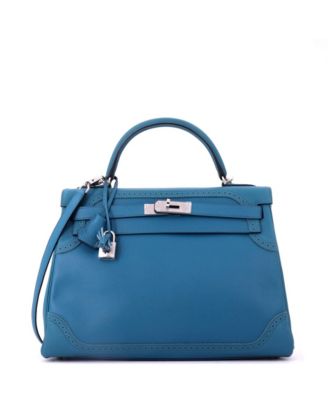Click here for Pre-Owned HERMES Kelly 32 Handbag Blue Grain dH an... prices