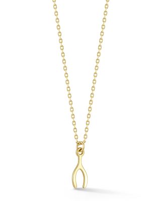 Click here for Moon & Meadow Tiny Wishbone Pendant Necklace in 14... prices