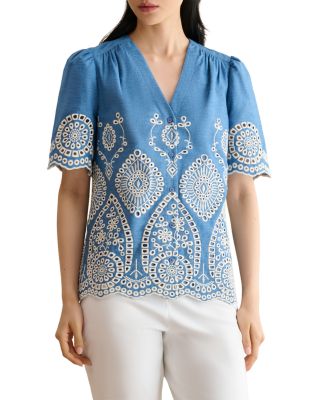 Click here for Hobbs London Sloane Broderie Blouse prices