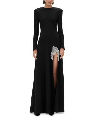 Click here for Rachel Gilbert Amari Embellished Side Slit Gown prices