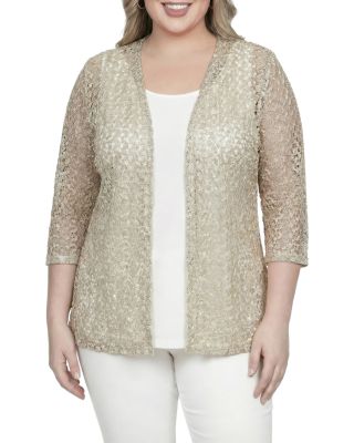 Click here for standards & practices Plus 3/4 Sleeve Floral Lace... prices