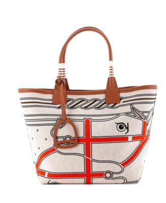 Click here for Pre-Owned HERMES 28 Sac Steeple Tote Printed Toile... prices