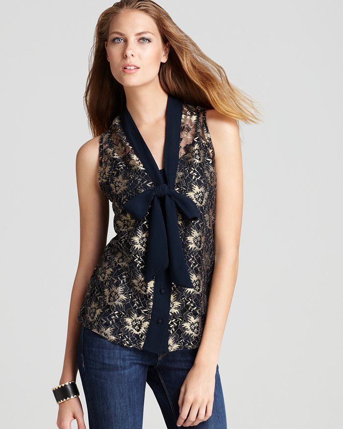 Sam & Lavi Irena Metallic Lace Tank with Slip | Bloomingdale's