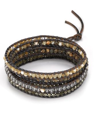Chan Luu Five Wrap Leather Bracelet with Pyrite Mix | Bloomingdale's