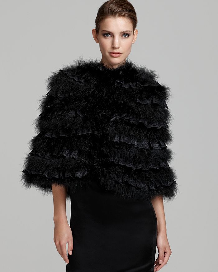 Maximilian Furs Maximilian Marabou Lace Ruffle Cape | Bloomingdale's
