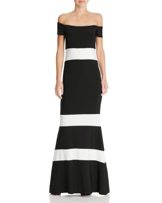 Avery G Striped Off-The-Shoulder Gown | Bloomingdale's