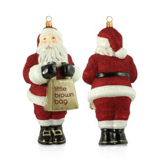 Joy to the World Bloomingdale's Little Brown Bag Santa Glass Ornament ...
