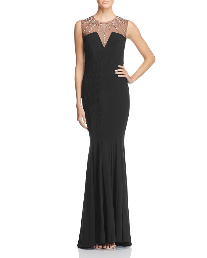 Avery G Embellished Illusion-Detail Gown | Bloomingdale's