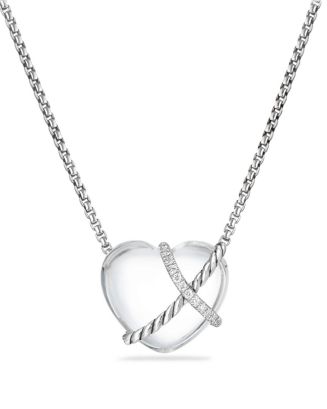 David Yurman Le Petit Coeur Sculpted Heart Chain Necklace with Crystal ...