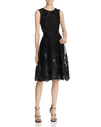 Avery G Sleeveless Mesh Lace Midi Dress | Bloomingdale's