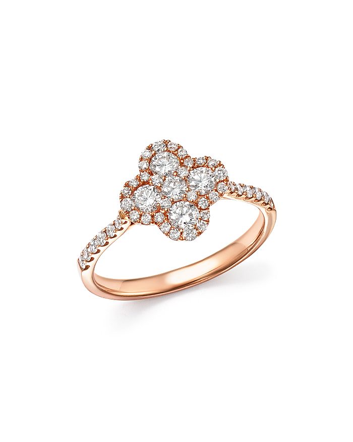 Bloomingdale's Diamond Clover Ring in 14K Rose Gold, .75 ct. t.w. - 100 ...