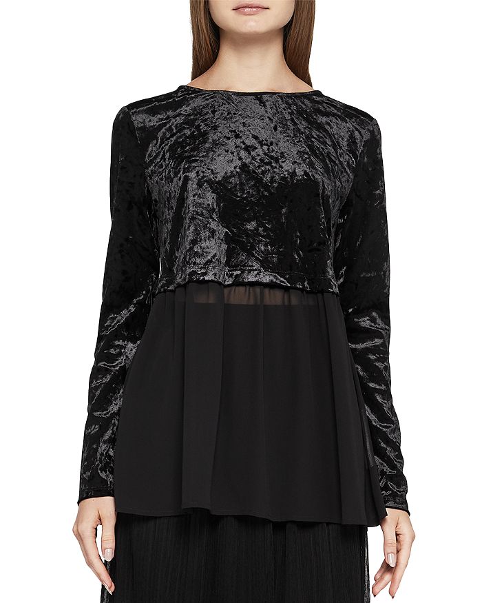 BCBGENERATION Velvet Overlay Top | Bloomingdale's