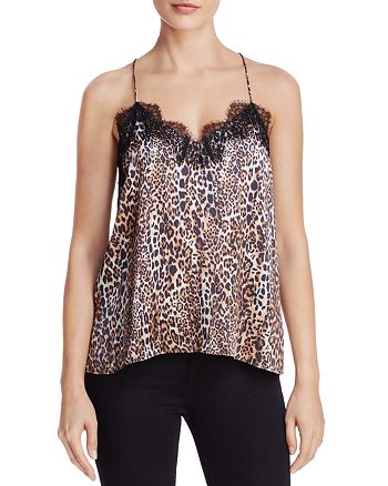 CAMI NYC Lace-Trimmed Leopard-Print Silk Top | Bloomingdale's