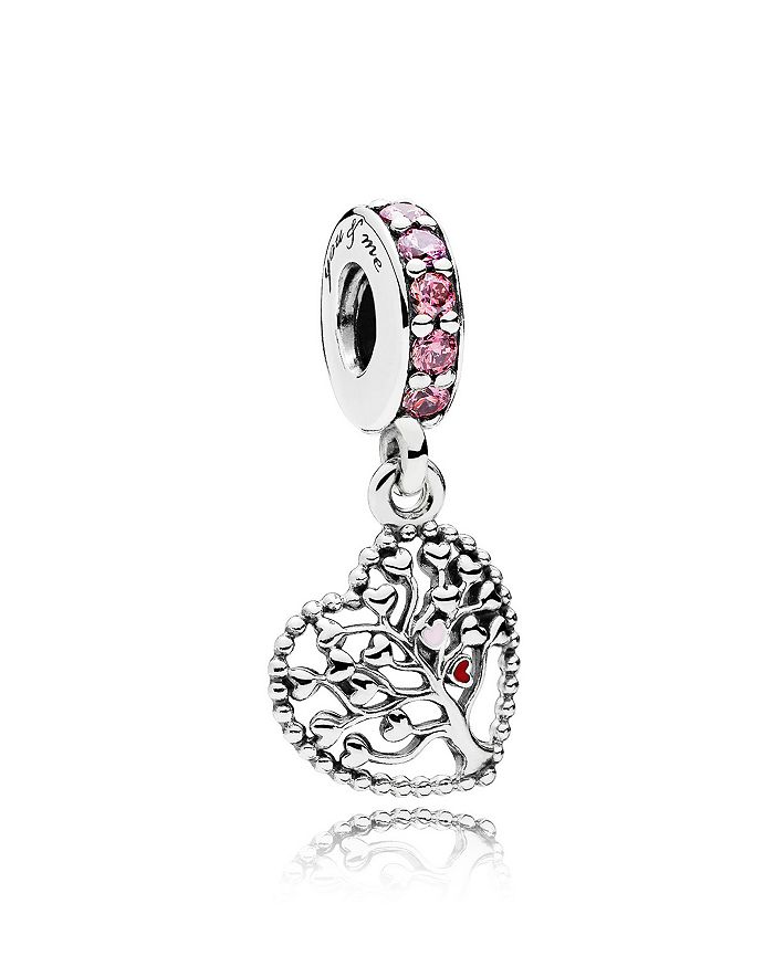 Pandora Sterling Silver & Cubic Zirconia Tree of Love Heart Dangle ...