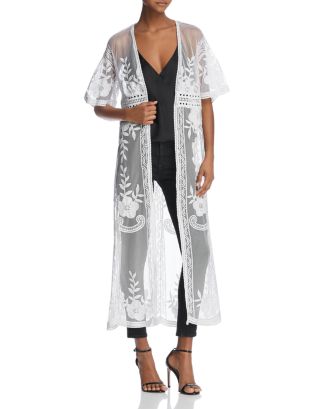 AQUA Embroidered Mesh Duster Cardigan - 100% Exclusive | Bloomingdale's