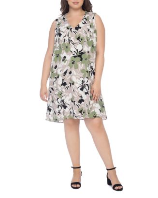 B Collection by Bobeau Curvy Iban Floral-Print Shift Dress | Bloomingdale's