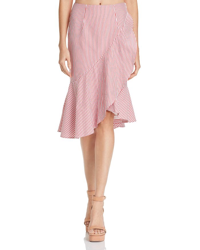 WAYF Naples Ruffled Striped Faux-Wrap Skirt | Bloomingdale's