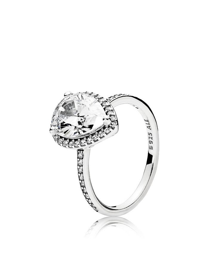 Pandora Sterling Silver & Cubic Zirconia Radiant Teardrop Statement ...