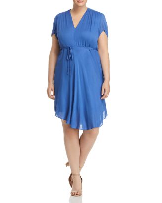 GLAMOROUS CURVY Cinched-Back Belted Dress | Bloomingdale's