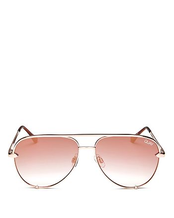 Quay Women's High Key Mirrored Mini Aviator Sunglasses, 53mm ...