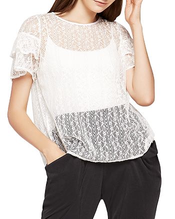 BCBGENERATION Flyaway-Back Lace Top | Bloomingdale's