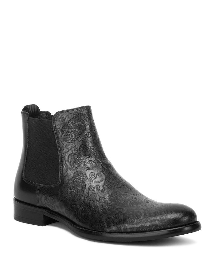 Robert Graham Men's Dawson Skull-Engraved Leather Chelsea Boots ...