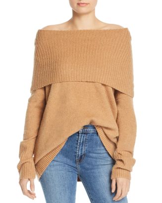 FRENCH CONNECTION Flossy Off-the-Shoulder Banded Overlay Sweater ...