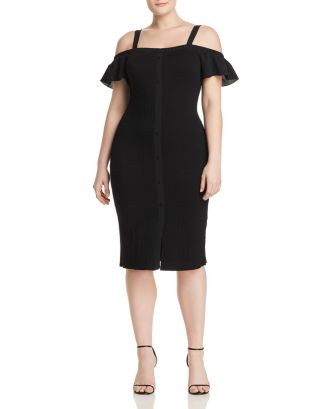 Lost Ink Plus Lost Ink Fitted Cold-Shoulder Dress | Bloomingdale's