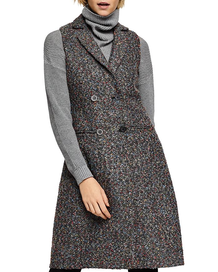 BCBGENERATION Double-Breasted Long Tweed Vest | Bloomingdale's