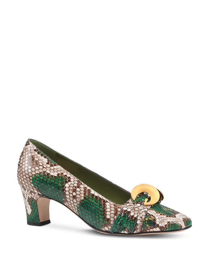 Gucci Women's Python Half Moon GG Mid-Heel Pumps | Bloomingdale's